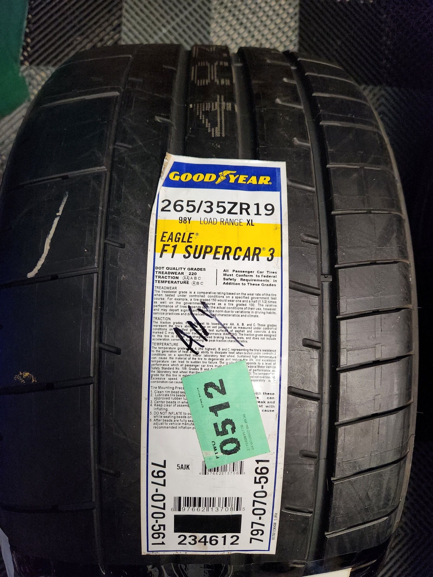 Four new 19 inch Goodyear SC3 tires 265/35/19 front / 285/35/19 rear ...