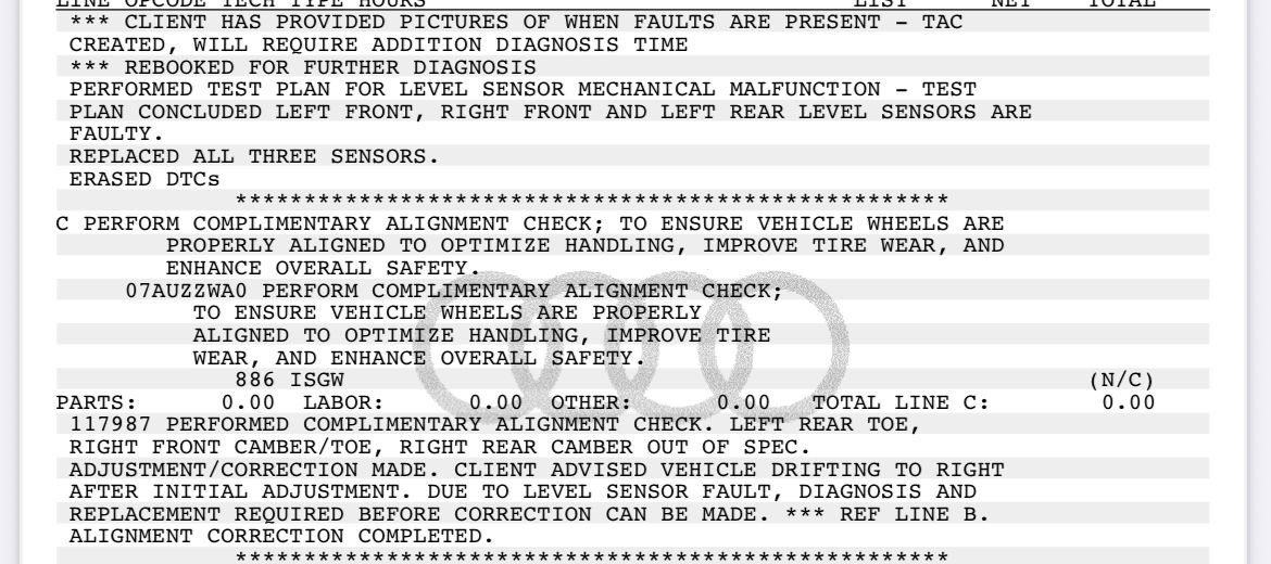 2021 Pull to one side / air suspension fault - AudiWorld Forums