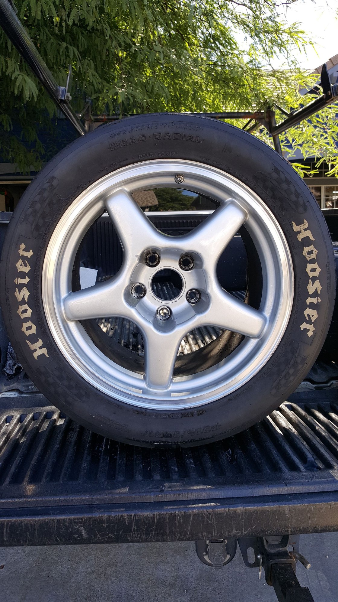 Drag pack - two C4 17x11 ZR1 rims, four Hoosier 335/35/17 drag radials ...