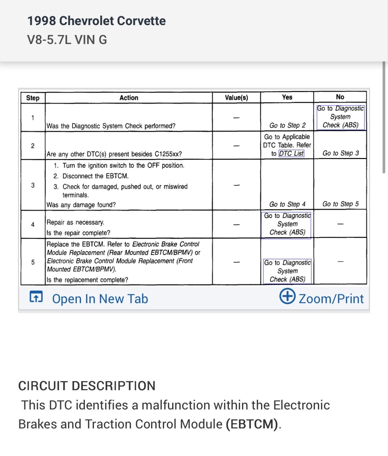 1998 C5 w/ 40k miles ABS/Trac Lights Codes C1233 & C1255 ...