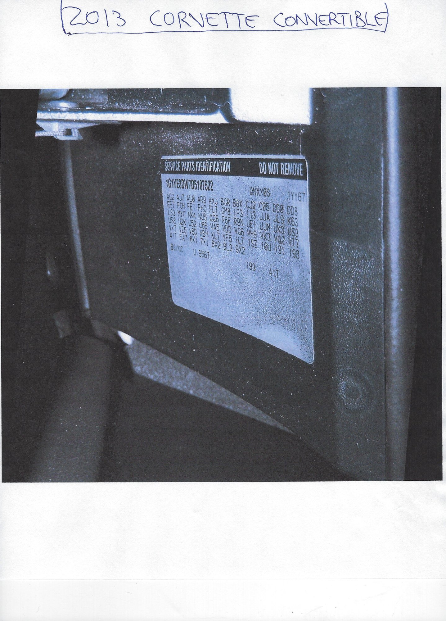 Need Help Deciphering 2013 SPI (service parts identification) Sticker ...