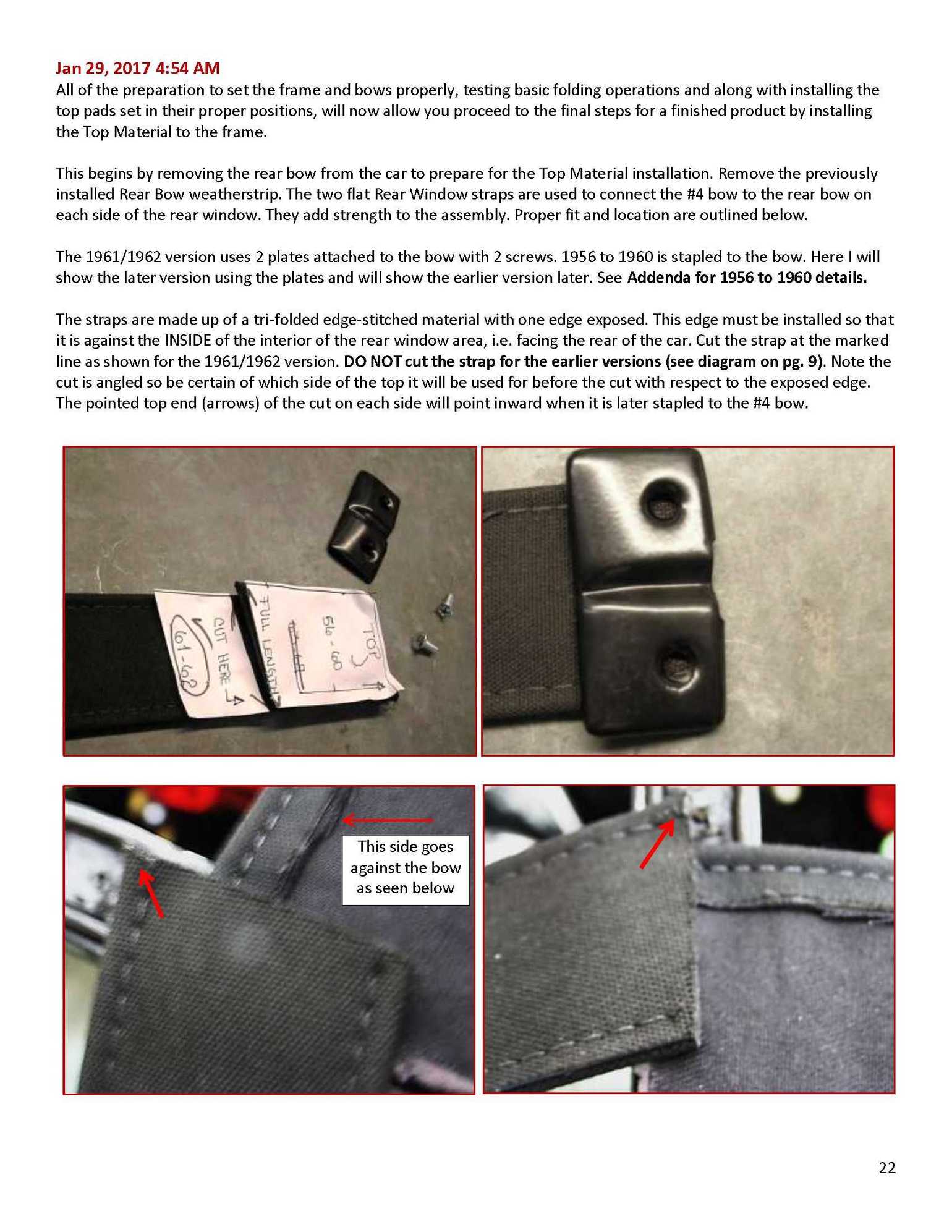 C1 Convertible top rear bow strap clip placement - CorvetteForum ...