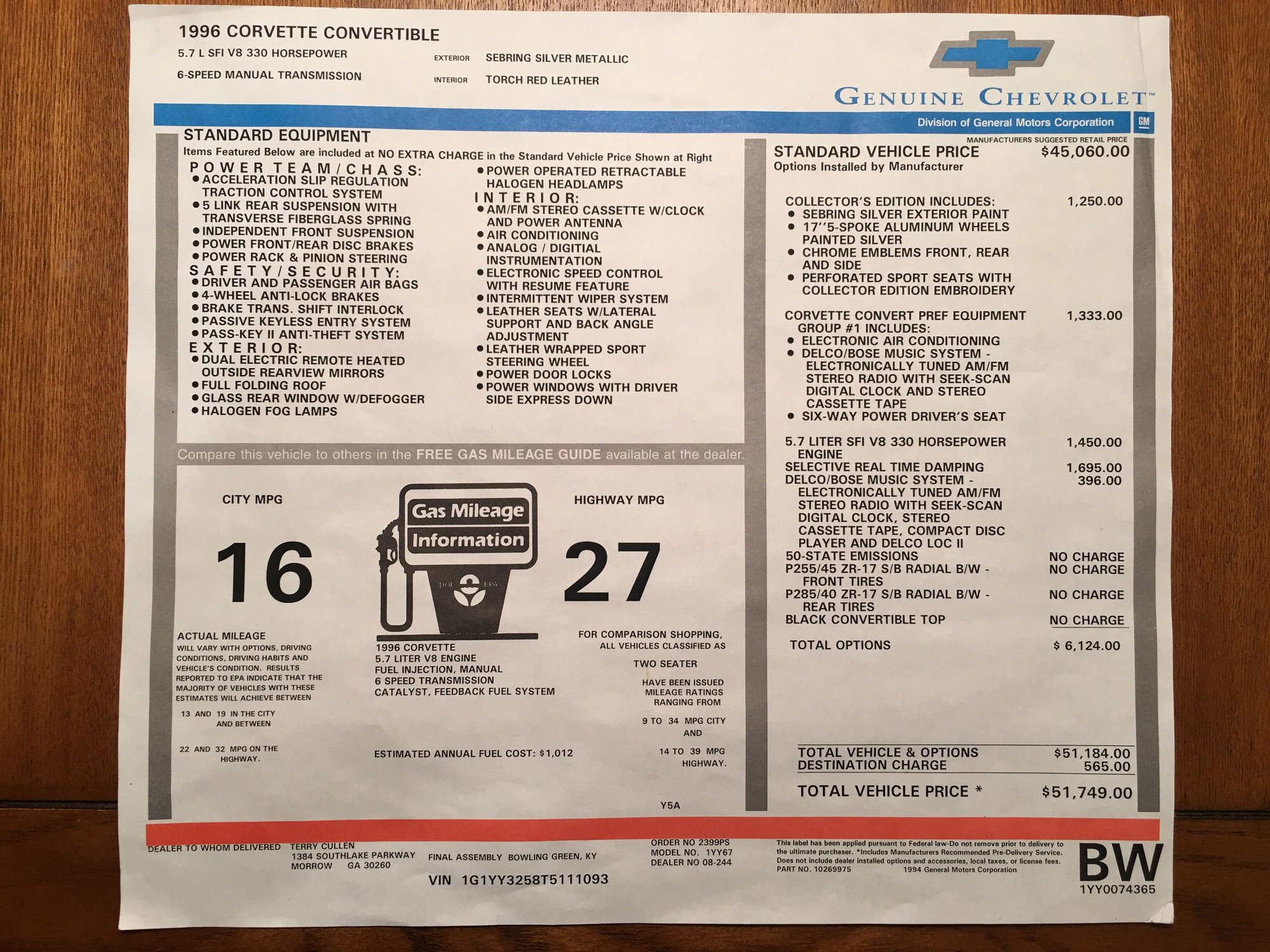 FS (For Sale) 1996 Collectors Edition LT4 Convertible - CorvetteForum ...