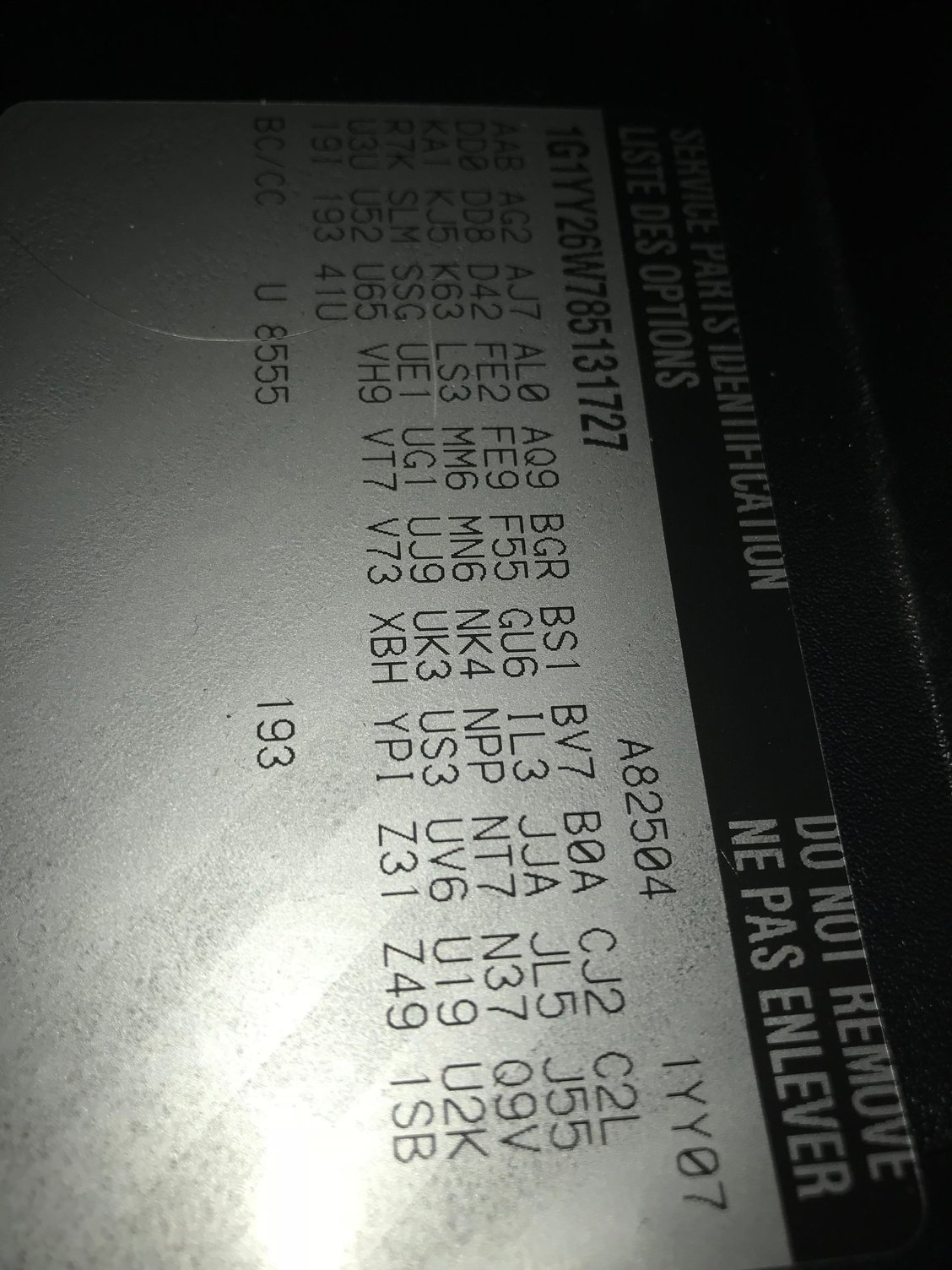 Rpo codes - CorvetteForum - Chevrolet Corvette Forum Discussion