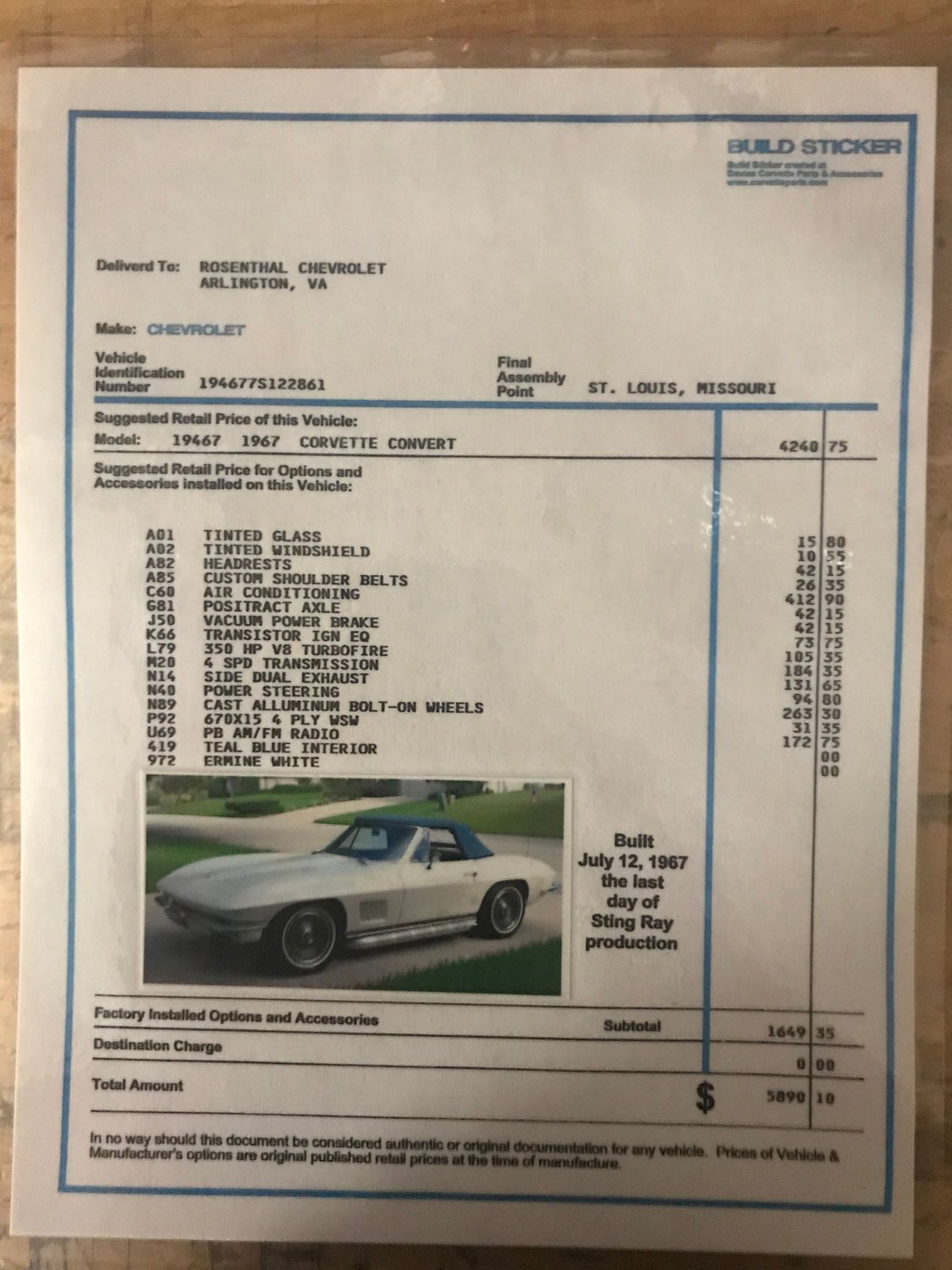 Create A Build Sticker - CorvetteForum - Chevrolet Corvette Forum ...