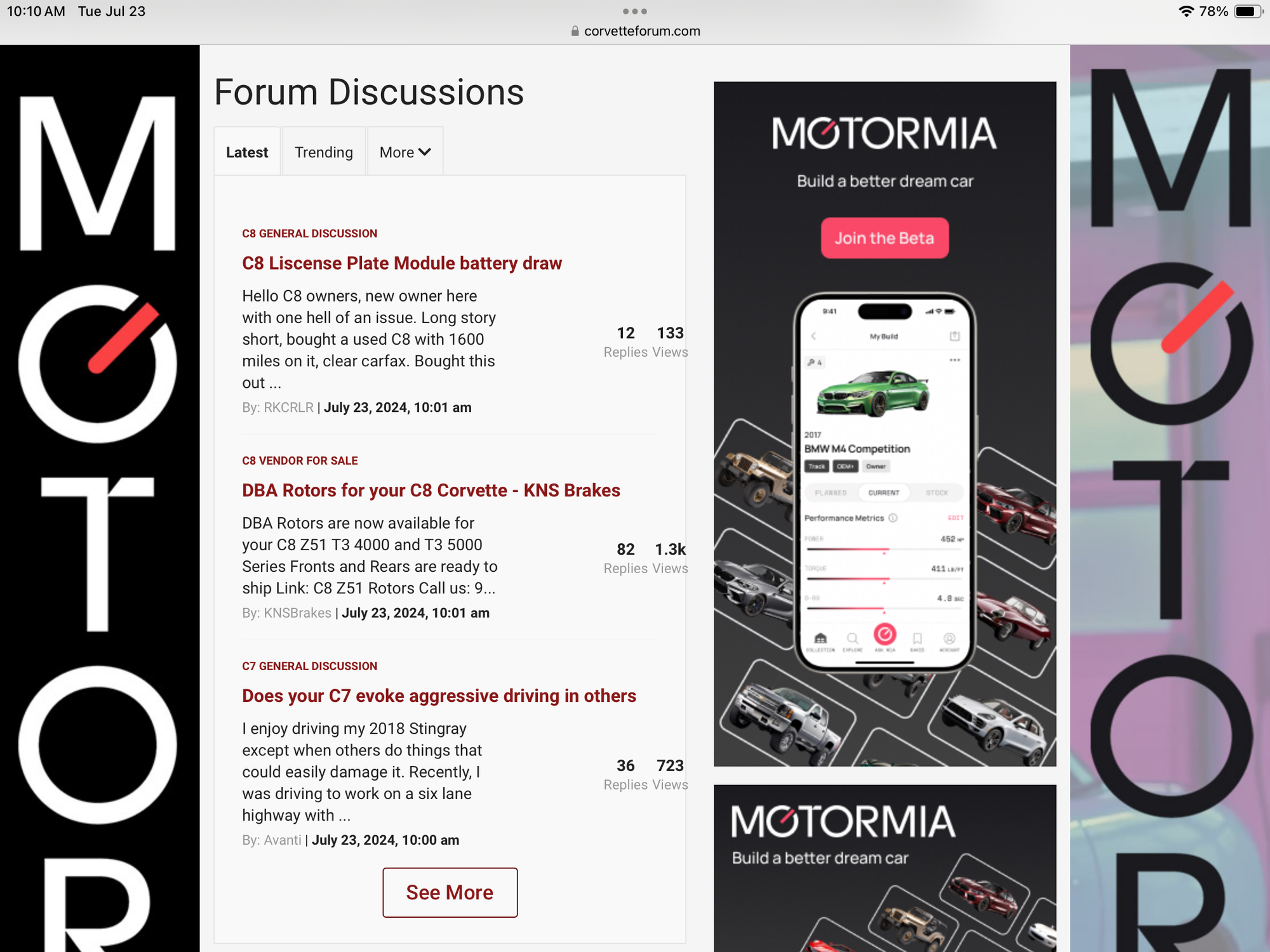 Aweful motormia adds on home page - CorvetteForum - Chevrolet Corvette Forum Discussion