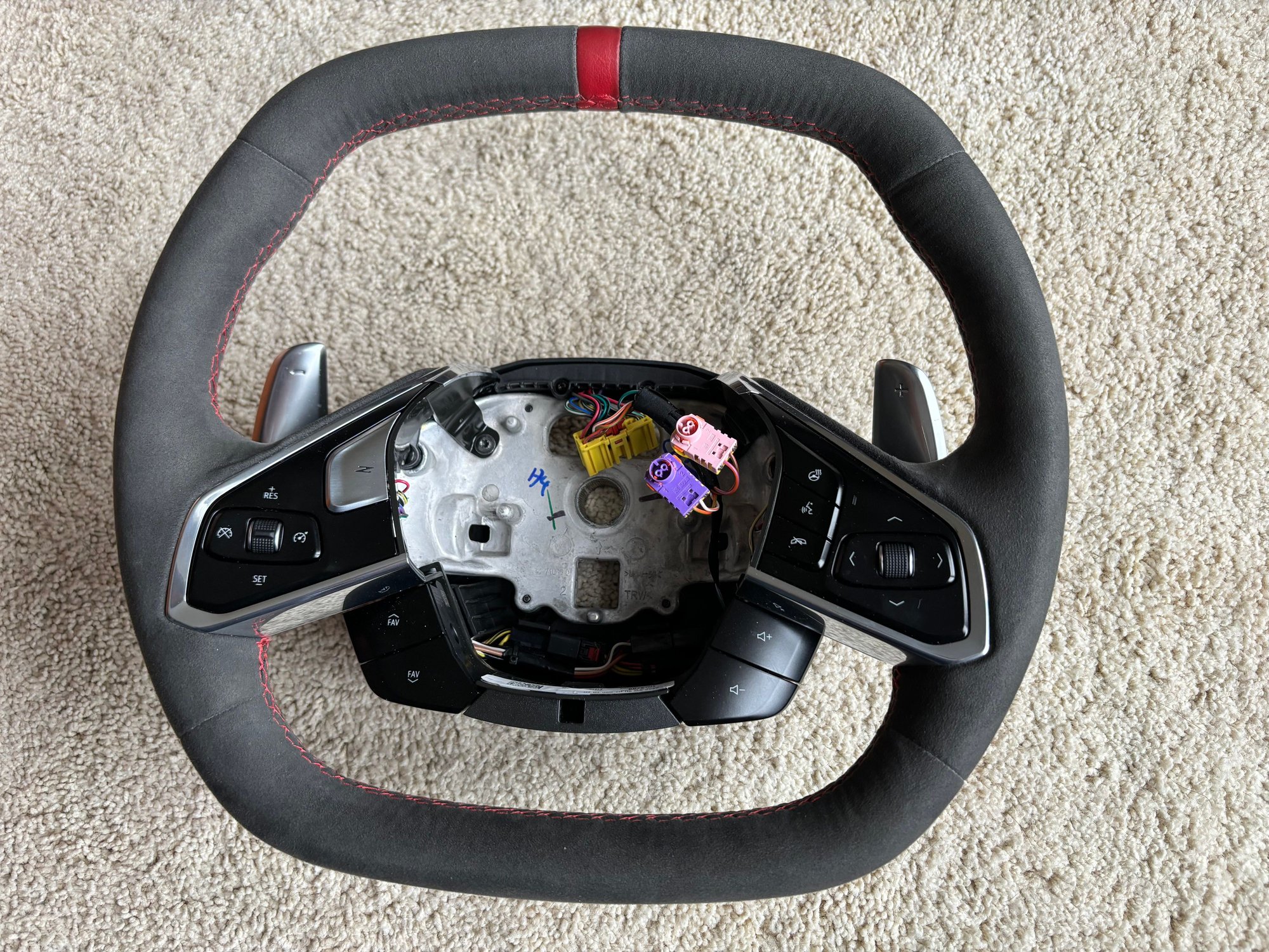 FS (For Sale) C8 OEM Upgraded STEERING WHEEL Napa- with top red stripe ...