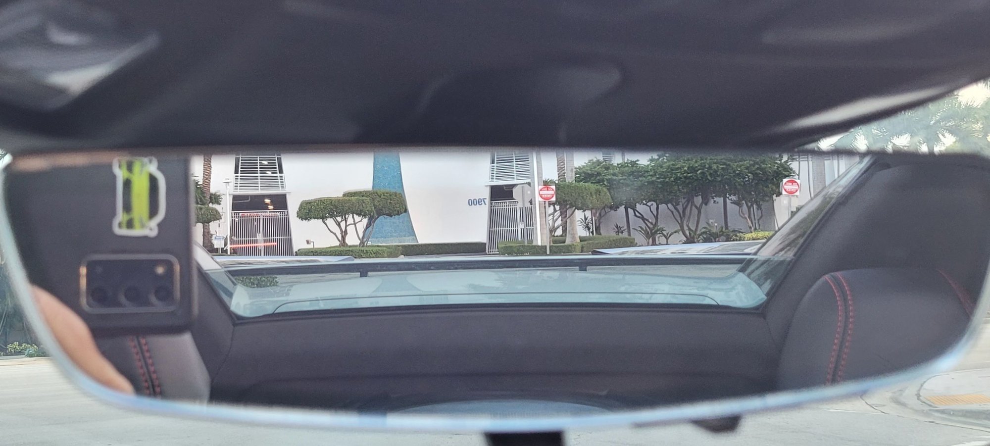 High wing back visibility in rearview mirror when the car is top down ...