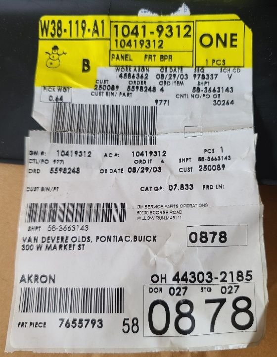 FS (For Sale) Front Bumper Outer Valance Set GM OEM 10419312 10419313 ...