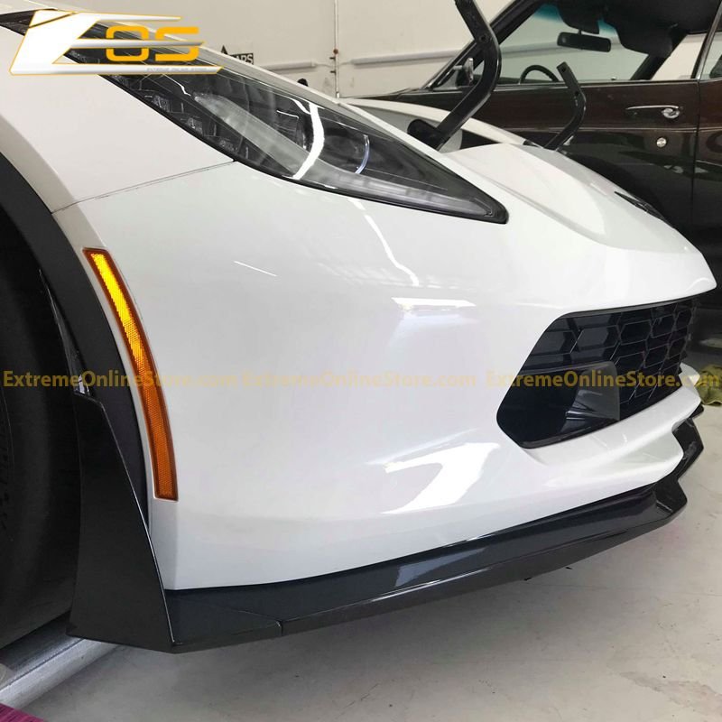 Corvette C7 Front Splitter Lip W/ Stage 3 Wickerbill Side Winglets ...