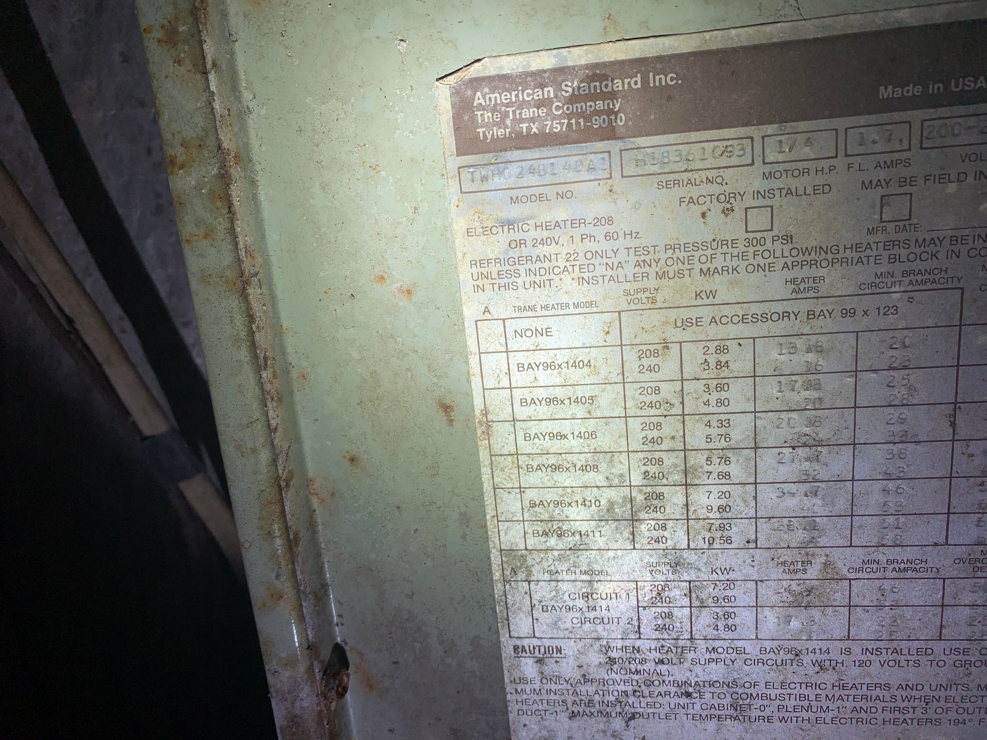 Trane FWXO2400100A0 - DoItYourself.com Community Forums