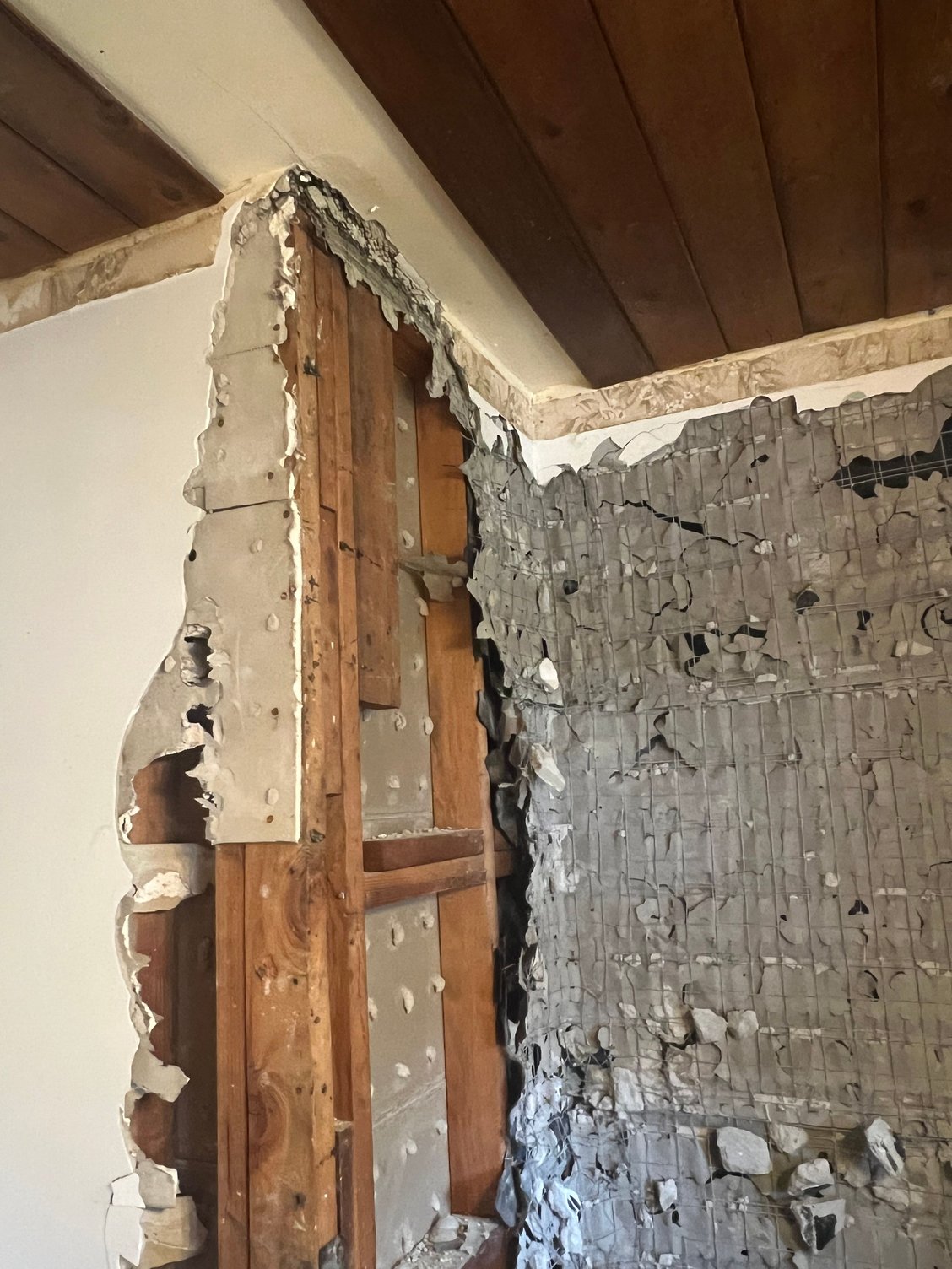 Help - demolishing bathroom mud and wire ceiling and wall ...