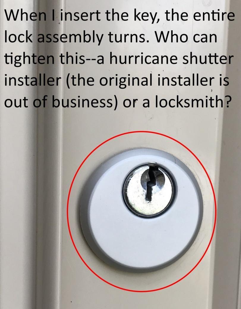 Loose hurricane shutter lock assembly - DoItYourself.com Community Forums