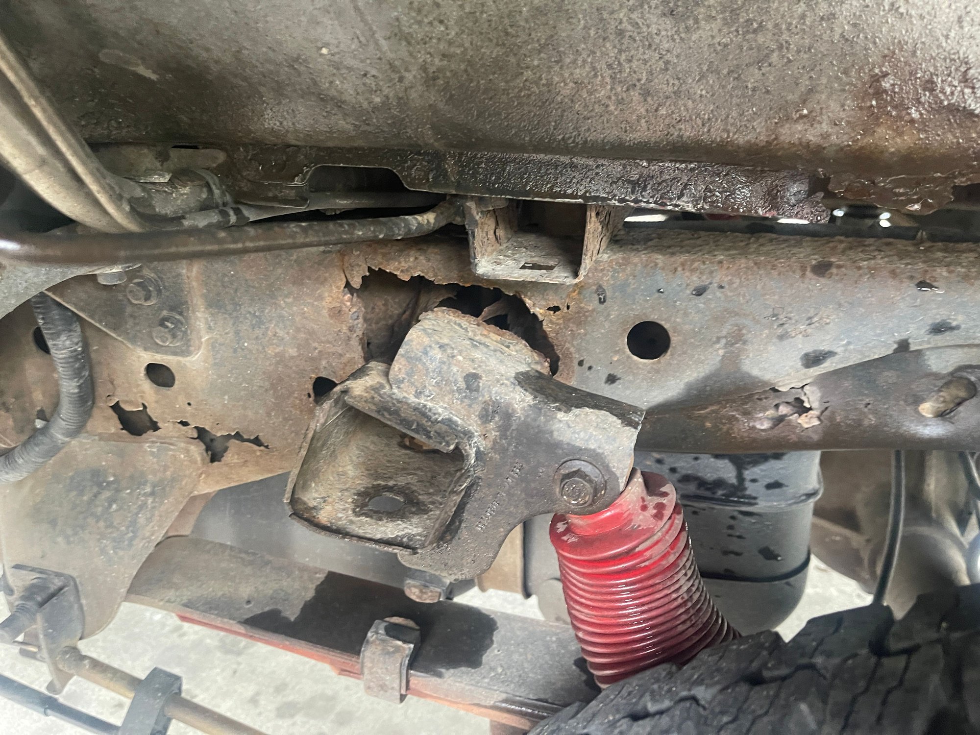 Rear frame rusted through around spring and shock mounts. - Ford F150 ...