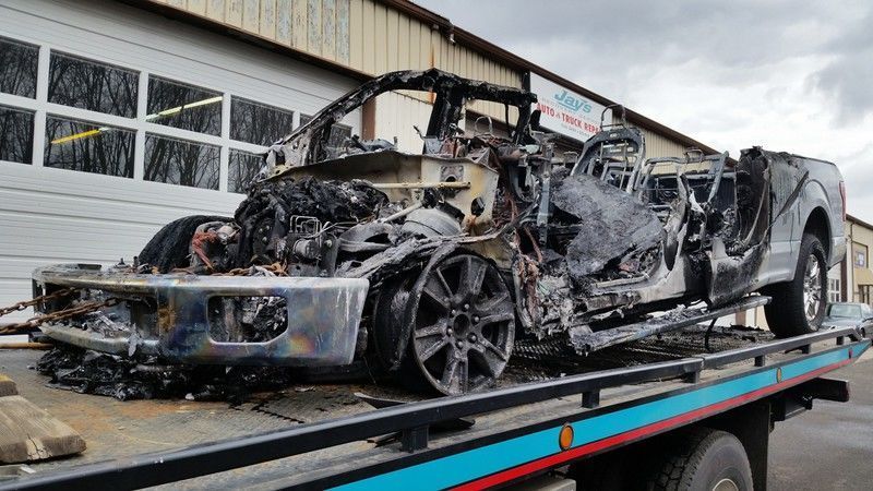 How long until we see a recall for these trucks catching fire? Video of ...