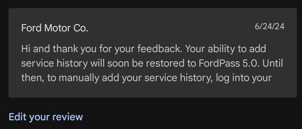 Manual service entry Ford Pass - Ford F150 Forum - Community of Ford ...