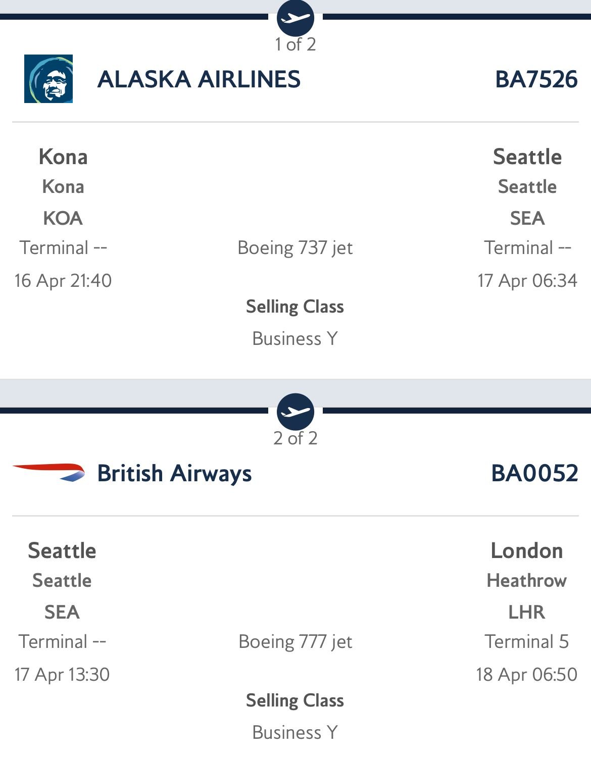 BA Holidays, quoted for business, manage my booking shows economy ...