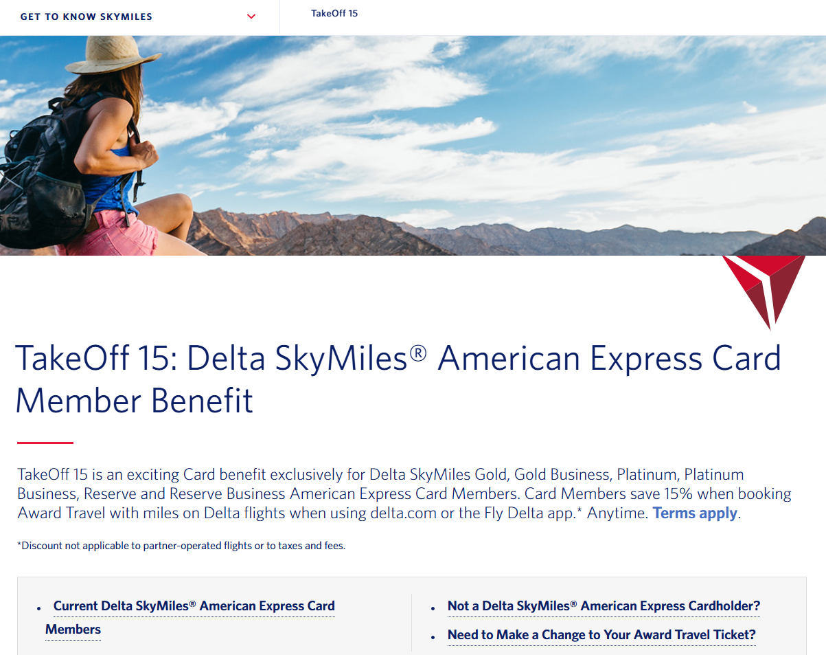 Delta SkyMiles American Express Card 15% off reward ticket question - FlyerTalk Forums