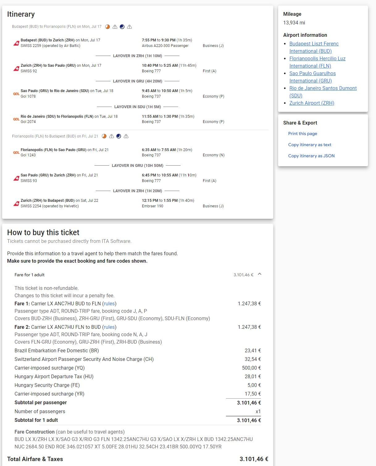 LX/G3 - BUD-AEP - 3116 EUR / $3419 r/t - Odd First Class Fare - FlyerTalk Forums