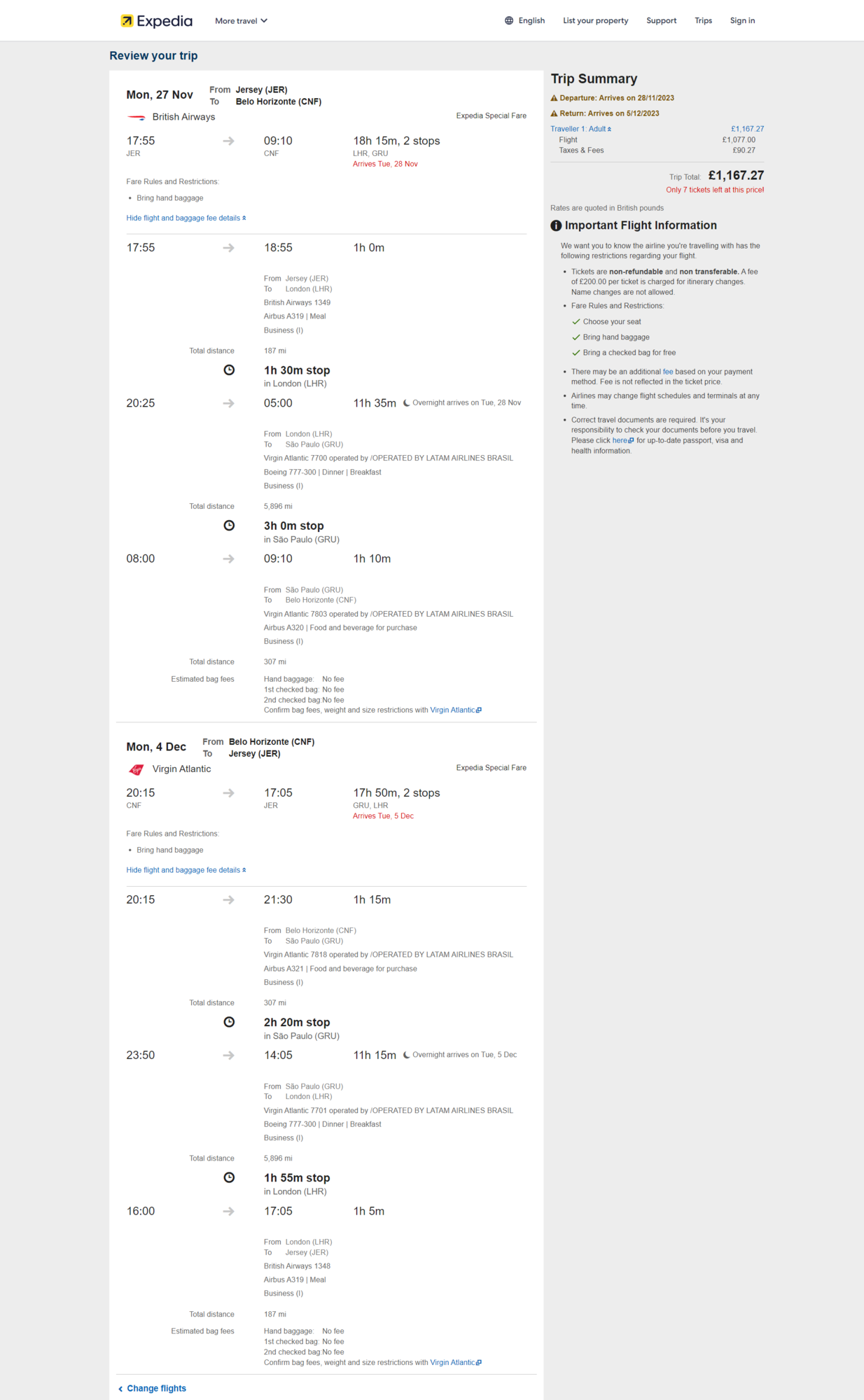 VS/BA/LA - UK (ABZ/BHD/EDI/GLA/INV/JER/MAN/NCL) - CNF - 1168+ GBP r/t ...