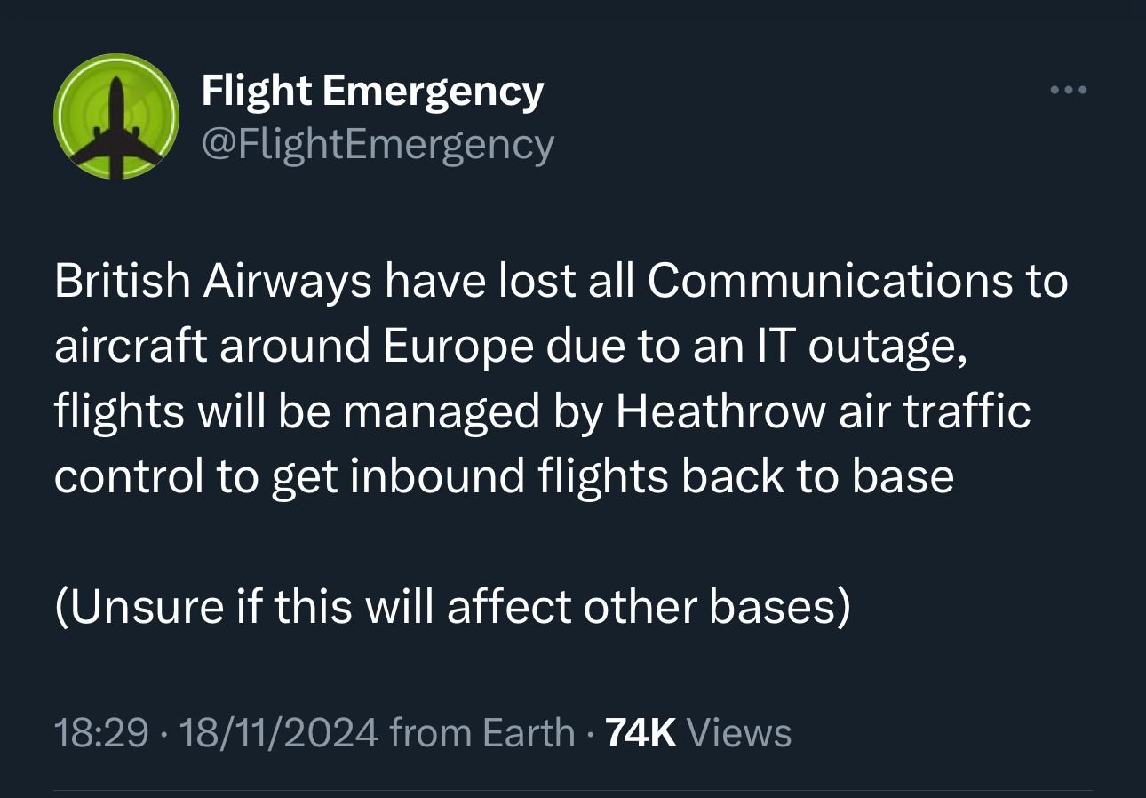 ** 18 Nov : Global BA IT outage, flights disrupted ** - Page 5 ...