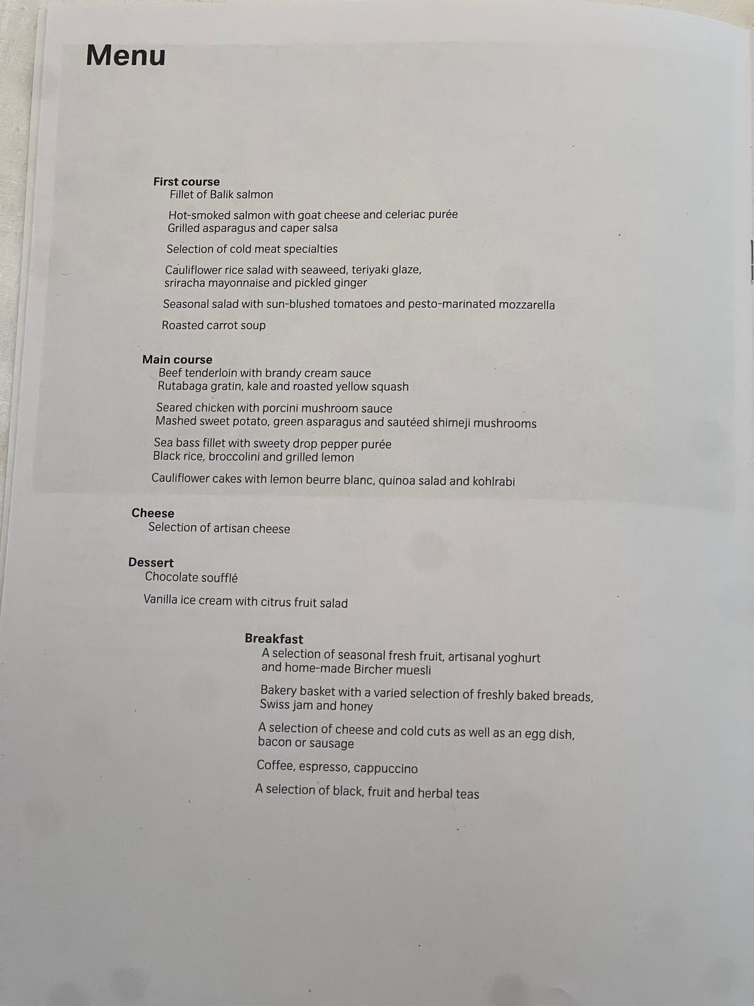 The SWISS Business & First Class Menu Thread - Page 144 - FlyerTalk Forums
