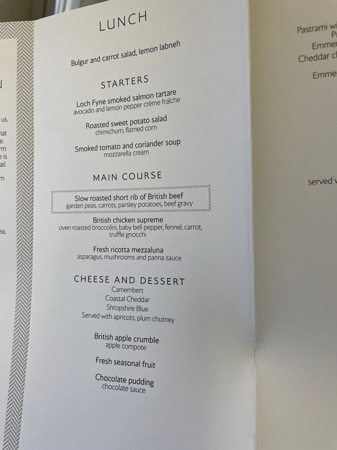 Club World dining - restoration of full menu - 28 October 2022 - Page ...