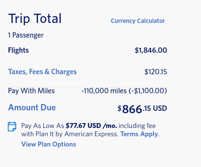 Pay with miles plus cash requires more miles and more cash than just ...