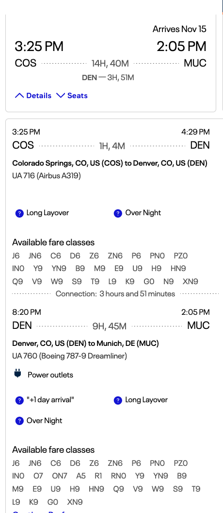 Available Fare Class Info When Multi-Segments - FlyerTalk Forums