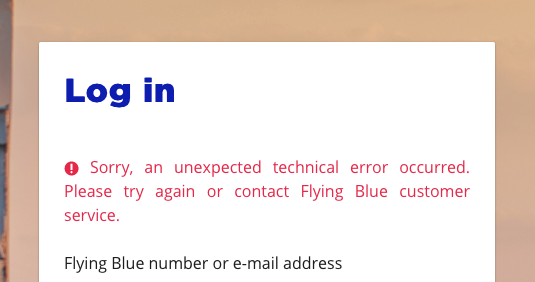 Flying blue login not working - Page 2 - FlyerTalk Forums