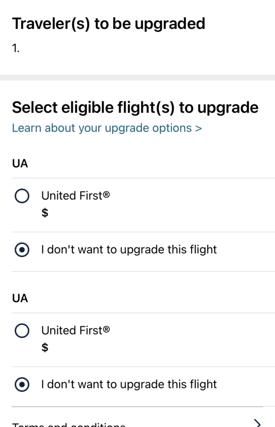 UA: Issue with cash upgrade option not available, Award/cash tkts & other cash opts? - FlyerTalk ...