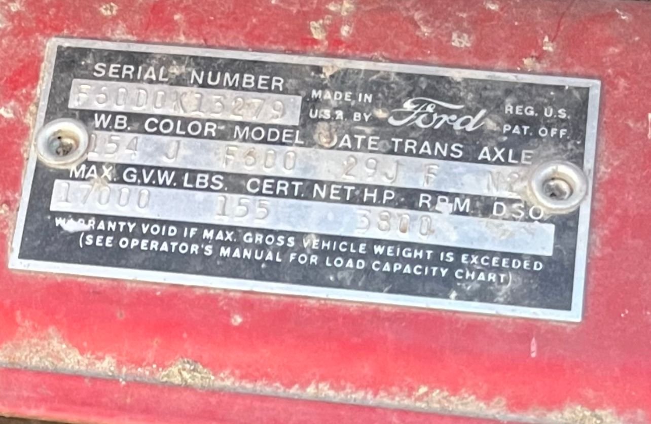 1960 F600 VIN, Engine ID - Ford Truck Enthusiasts Forums