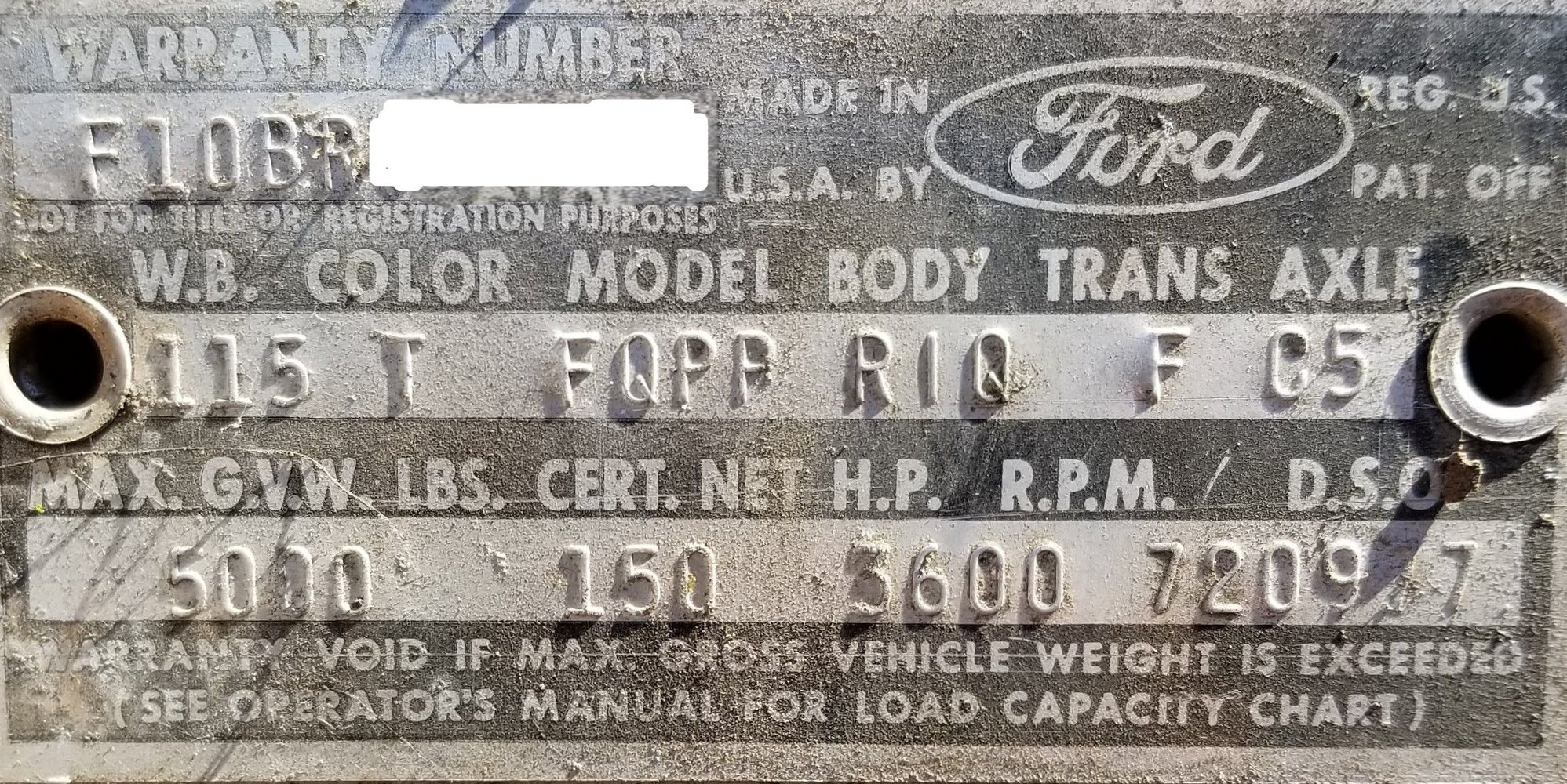 Need Help with 65 F100 Door Tag Model and Body - Ford Truck Enthusiasts ...