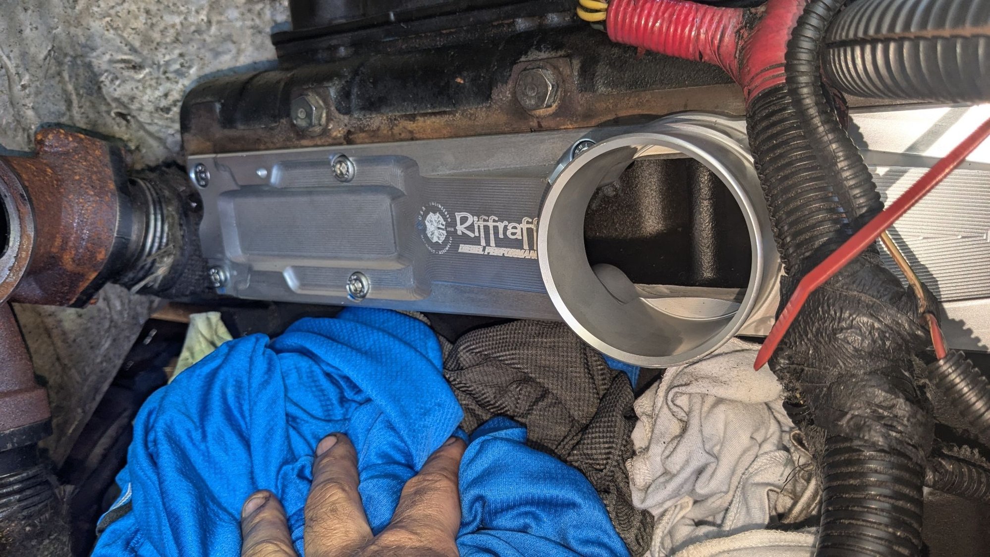 Riff Raff Turbo Blanket, Billet plenums and SS Fuel Lines - Ford Truck ...