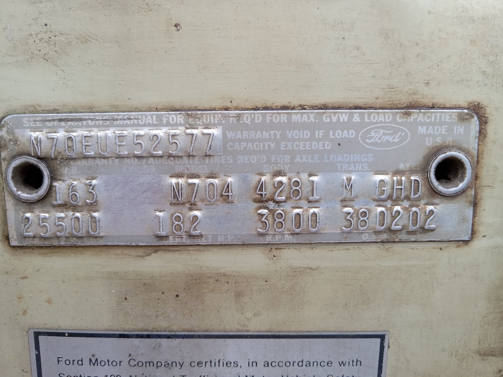 1969 N700 Decode - Ford Truck Enthusiasts Forums