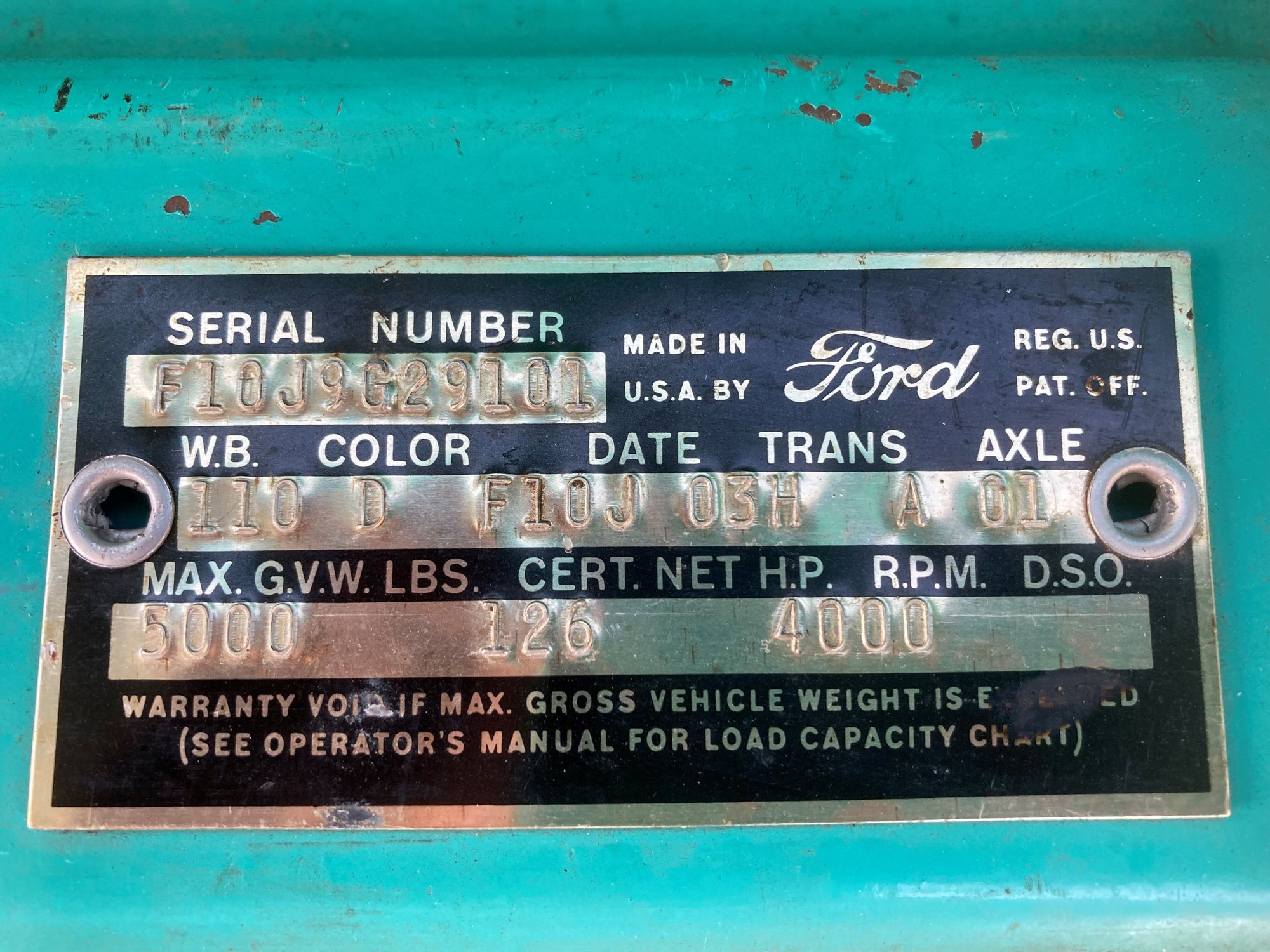 Need some help decoding a serial # - Ford Truck Enthusiasts Forums