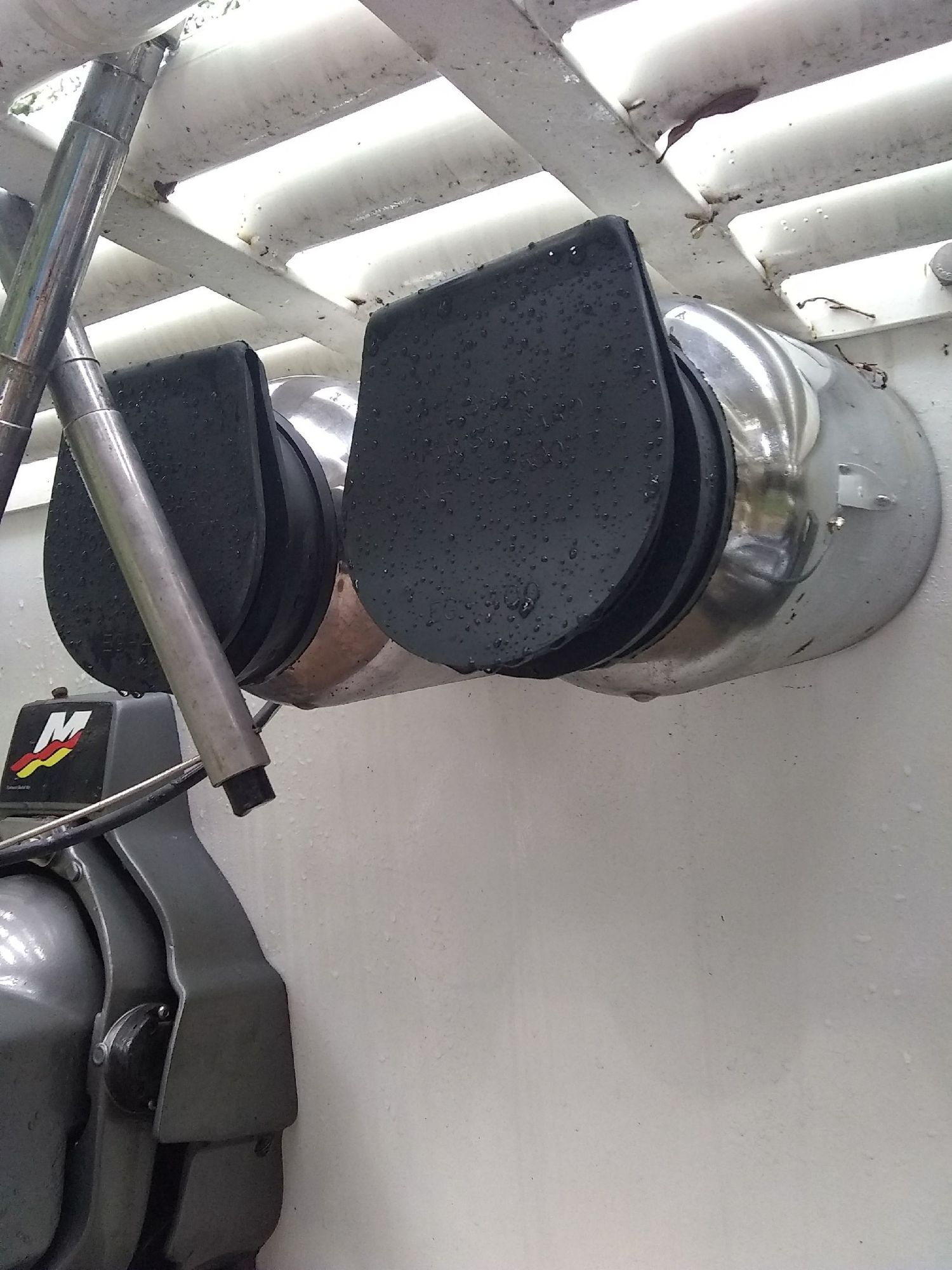 Two sets of thru transom water trap exhaust - Offshoreonly.com