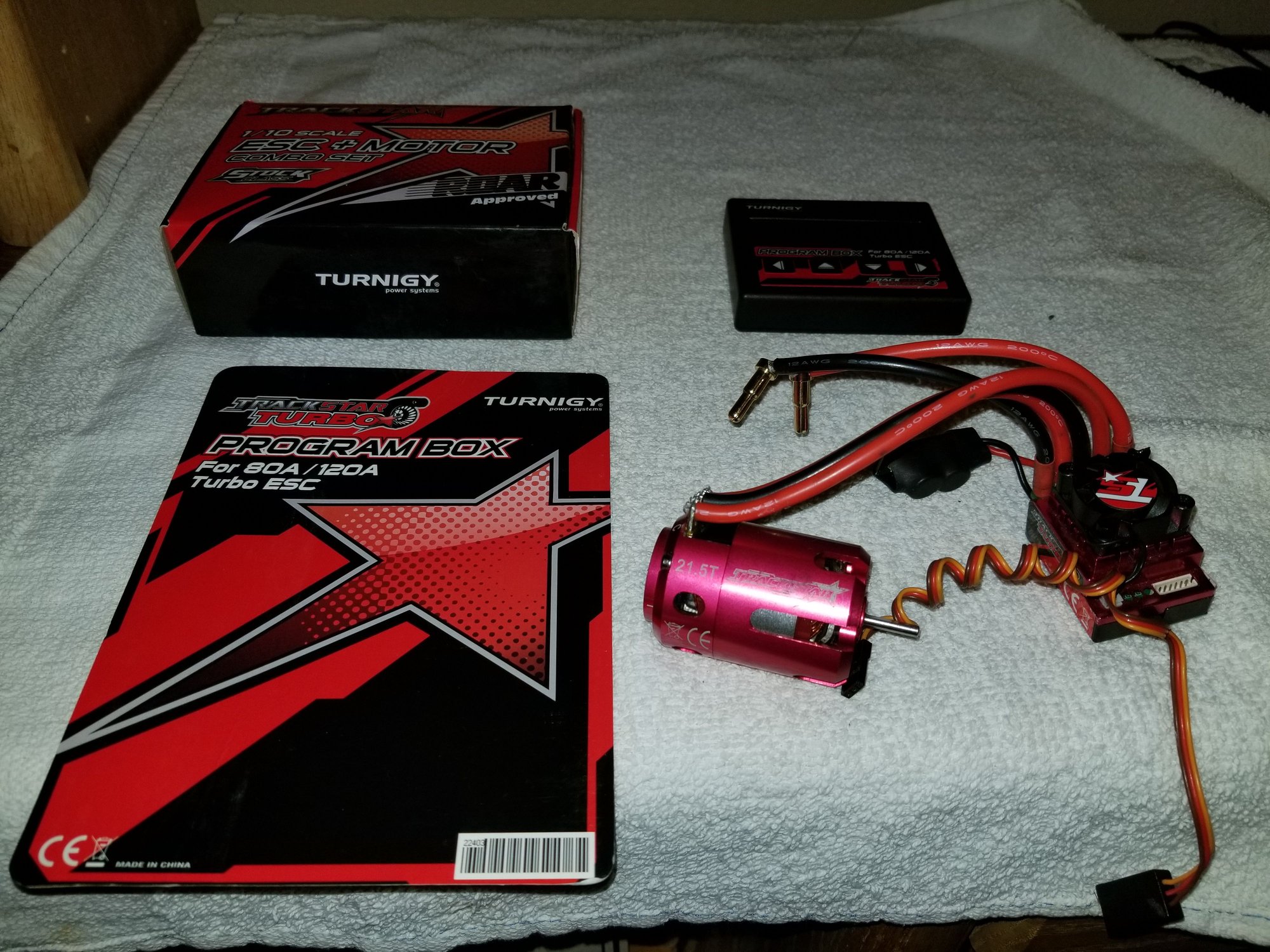 TrackStar 1/10th Stock 21.5 Brushless ESC and Motor Combo with Program ...