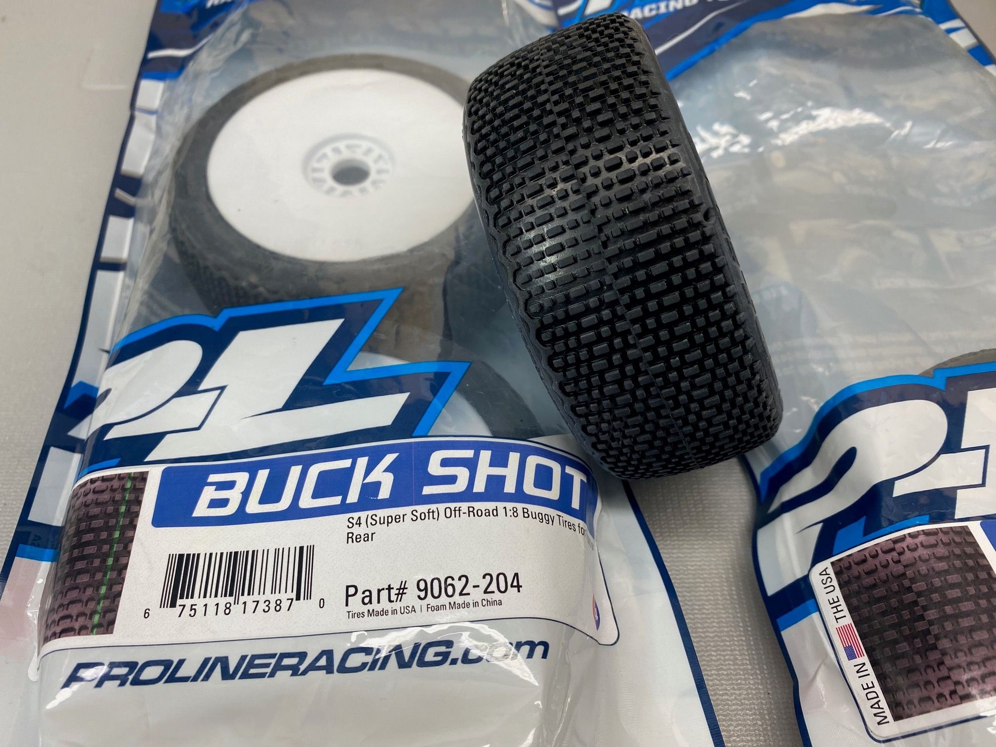 Pro-Line Buck Shot 1/8 Buggy Tires (White) (2) S4 super soft - New - R ...