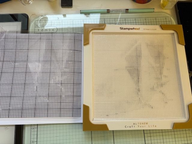 Altenew Stampwheel: Sticky Grid liner left lines on new pad ...